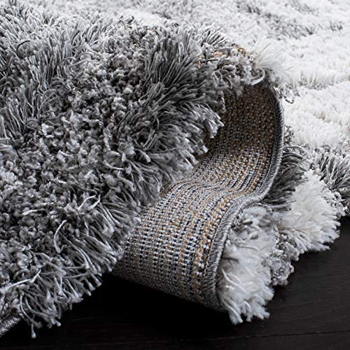 SAFAVIEH Horizon Shag Collection Area Rug - 10' x 14', Grey & Ivory, Modern Abstract Design, Non-Shedding & Easy Care, 2-inch Thick Ideal for High Traffic Areas in Living Room, Bedroom (HZN890F)