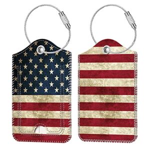 2 pcs luggage tags, fintie privacy cover id label with stainless steel loop and address card for travel bag suitcase