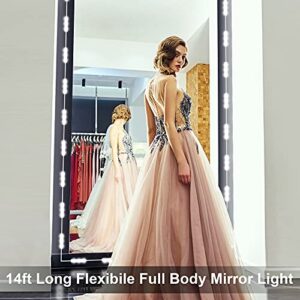 LPHUMEX Hollywood Glam Led Vanity Lights Kit, 14ft Dimmable Mirror Lights, Full Body & Bathroom Lighting, Plug in Floor Light with Power Supply (Mirror not Inlcuded)