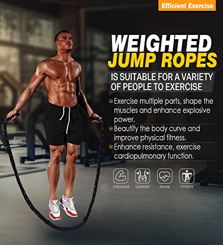 Weighted Jump Rope for Fitness - 3LB Heavy Jump Ropes for Exercise, Weighted Adult Skipping Rope for Women & Men, Workout Battle Rope For Gym Training, Home Workout,Total Body Workouts