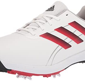 adidas Men's Traxion LITE MAX Wide Golf Shoes, Footwear White/Core Black/Vivid Red, 12.5