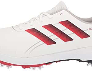 adidas Men's Traxion LITE MAX Wide Golf Shoes, Footwear White/Core Black/Vivid Red, 12.5