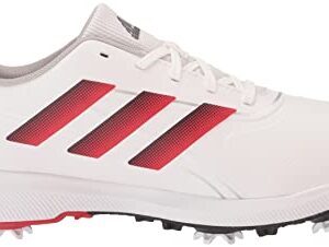 adidas Men's Traxion LITE MAX Wide Golf Shoes, Footwear White/Core Black/Vivid Red, 12.5