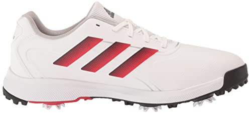 adidas Men's Traxion LITE MAX Wide Golf Shoes, Footwear White/Core Black/Vivid Red, 12.5