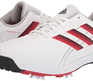 adidas Men's Traxion LITE MAX Wide Golf Shoes, Footwear White/Core Black/Vivid Red, 12.5