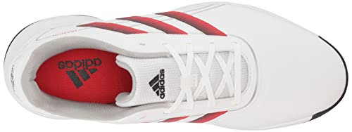 adidas Men's Traxion LITE MAX Wide Golf Shoes, Footwear White/Core Black/Vivid Red, 12.5