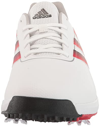 adidas Men's Traxion LITE MAX Wide Golf Shoes, Footwear White/Core Black/Vivid Red, 12.5