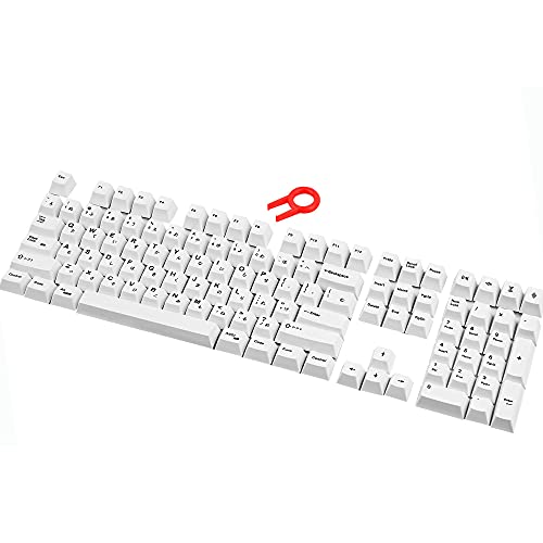 GTSP 135 Japanese White Keycaps Cherry Profile DYE-Sub with 6.25U/6U Space Bar for MX Switches TKL ALT 65% Fullsize Gaming Keyboards Minimalist