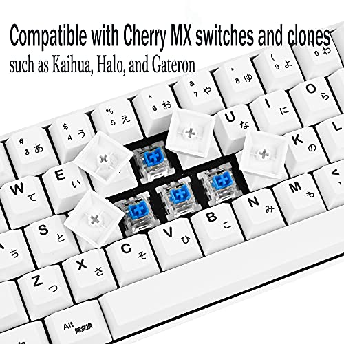 GTSP 135 Japanese White Keycaps Cherry Profile DYE-Sub with 6.25U/6U Space Bar for MX Switches TKL ALT 65% Fullsize Gaming Keyboards Minimalist