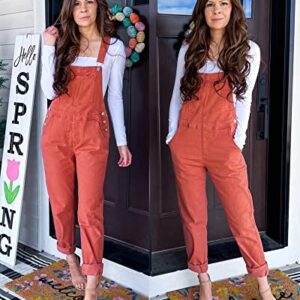 Women's Casual Adjustable Denim Bib Overalls Jeans Pants Fashion Loose Overall Jumpsuits Brown Size X-Large