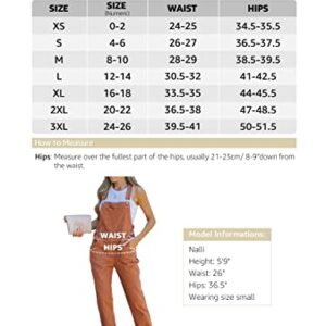 Women's Casual Adjustable Denim Bib Overalls Jeans Pants Fashion Loose Overall Jumpsuits Brown Size X-Large