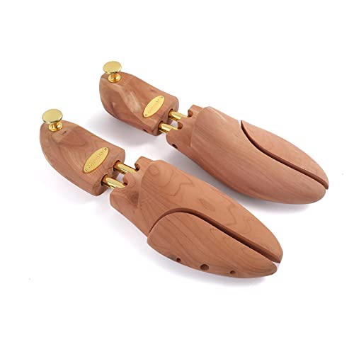 CONSDAN Cedar Shoe Trees For Men Women | USA Grown Cedar Wood, Adjustable Wood Shoe Tree, Crease Protector, Small, 2 Pairs