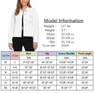 MISS MOLY Women's Denim Jackets Long Sleeve Casual Soft White Jean Jacket M