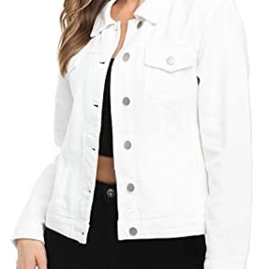 MISS MOLY Women's Denim Jackets Long Sleeve Casual Soft White Jean Jacket M