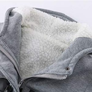 JiangWu Womens Fashion Horn Button Fleece Thicken Coat with Hood Winter Warm Jacket (Large, Light-gray)