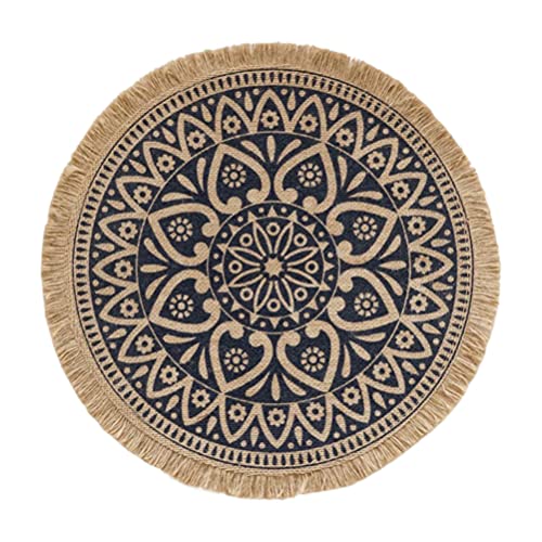 VOSAREA Desk Decor Desk Decor Decorative Place Mat 1Pc Jute Table Mat Stylish Cup Mat Photo Prop Household Linen Cloth Table Mat Round Placemat Rustic Home Decor Rustic Home Decor