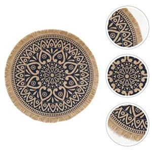 VOSAREA Desk Decor Desk Decor Decorative Place Mat 1Pc Jute Table Mat Stylish Cup Mat Photo Prop Household Linen Cloth Table Mat Round Placemat Rustic Home Decor Rustic Home Decor