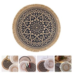 VOSAREA Desk Decor Desk Decor Decorative Place Mat 1Pc Jute Table Mat Stylish Cup Mat Photo Prop Household Linen Cloth Table Mat Round Placemat Rustic Home Decor Rustic Home Decor