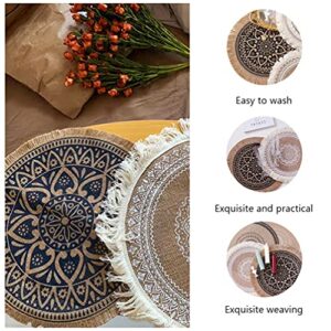 VOSAREA Desk Decor Desk Decor Decorative Place Mat 1Pc Jute Table Mat Stylish Cup Mat Photo Prop Household Linen Cloth Table Mat Round Placemat Rustic Home Decor Rustic Home Decor