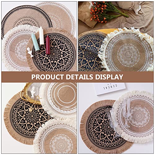 VOSAREA Desk Decor Desk Decor Decorative Place Mat 1Pc Jute Table Mat Stylish Cup Mat Photo Prop Household Linen Cloth Table Mat Round Placemat Rustic Home Decor Rustic Home Decor