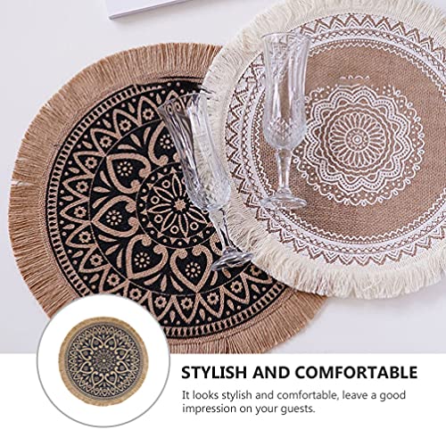 VOSAREA Desk Decor Desk Decor Decorative Place Mat 1Pc Jute Table Mat Stylish Cup Mat Photo Prop Household Linen Cloth Table Mat Round Placemat Rustic Home Decor Rustic Home Decor