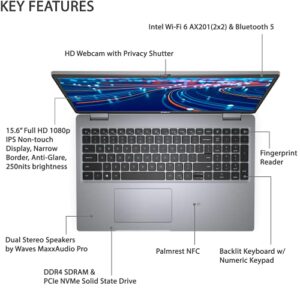 Dell 2021 Newest Business Laptop Latitude 5520, 15.6" FHD IPS Backlit Display, i7-1185G7 vPro, 32GB RAM, 1TB SSD, Webcam, Backlit Keyboard, Fingerprint Reader, WiFi 6, Thunderbolt, NFC, Win 10 Pro