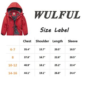 WULFUL Boy's Waterproof Ski Jacket Warm Fleece Hooded Windproof Winter Snow Coat