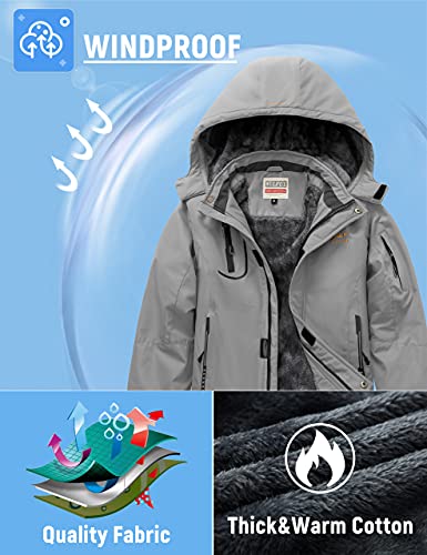 WULFUL Boy's Waterproof Ski Jacket Warm Fleece Hooded Windproof Winter Snow Coat