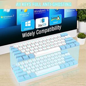 EDJO Bluetooth Mechanical Keyboard 60%, Wireless/Wired Red Switches Mechanical Gaming Keyboard with Backlit, Ultra-Compact 60 Percent Computer Keyboard for Windows, Mac OS