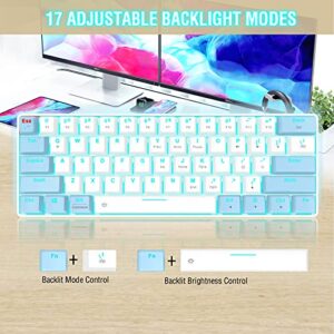 EDJO Bluetooth Mechanical Keyboard 60%, Wireless/Wired Red Switches Mechanical Gaming Keyboard with Backlit, Ultra-Compact 60 Percent Computer Keyboard for Windows, Mac OS