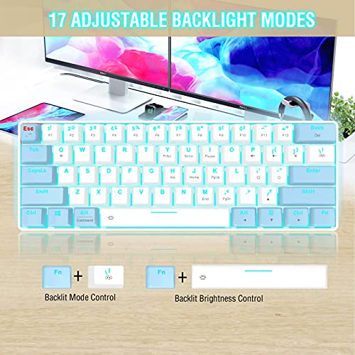 EDJO Bluetooth Mechanical Keyboard 60%, Wireless/Wired Red Switches Mechanical Gaming Keyboard with Backlit, Ultra-Compact 60 Percent Computer Keyboard for Windows, Mac OS