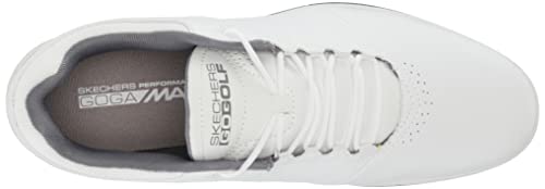 Skechers Men's Pivot Spikeless Golf Shoe, White/Gray, 10.5