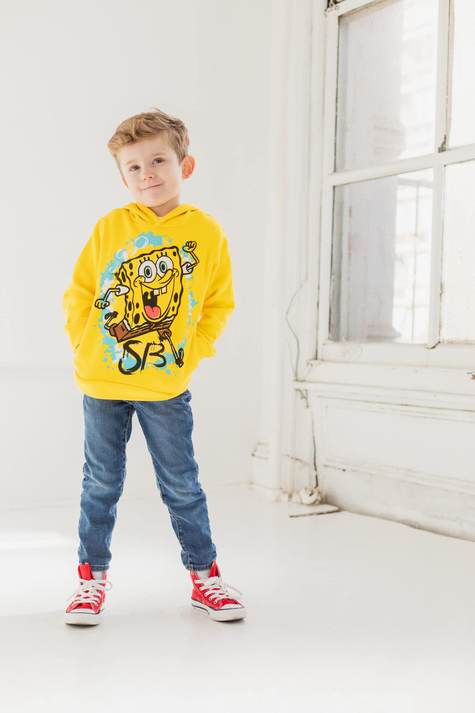 SpongeBob SquarePants Little Boys Fleece Fashion Pullover Hoodie Yellow 7-8