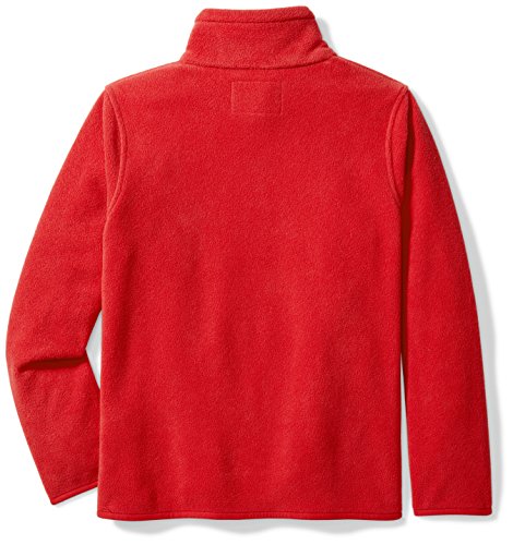 Amazon Essentials Boys' Polar Fleece Full-Zip Mock Jacket, Red, Medium