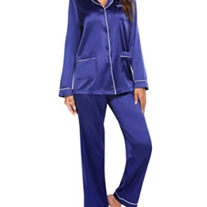 Ekouaer Pajama Set for Women Sleepwear Long Sleeve Sleepwear Set Winter Silky Pajamas for Women, Small