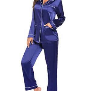 Ekouaer Pajama Set for Women Sleepwear Long Sleeve Sleepwear Set Winter Silky Pajamas for Women, Small