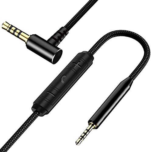 Replacement for Bose Headphone Cord, 2.5mm to 3.5mm Audio Cable for Bose 700 QC25 QC35 QC35 II OE2 AE2, JBL E45BT E55BT E65BTNC, AKG Nylon Braided Wire with Inline Mic & Volume Control (1.5m, Black)