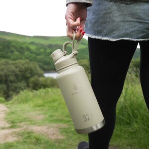 IDEUS Insulated Stainless Steel Water Bottle with 2 Leak-Proof Lids, Thermal Water Flask for Hiking Biking, 40oz, Yellow