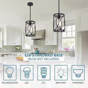 MELUXEM 1 Light Industrial Pendant Light Modern Black Cage Kitchen Island Chandelier Hanging Lighting Fixture Indoor Metal Mini Ceiling Lamp for Dining Room Entryway