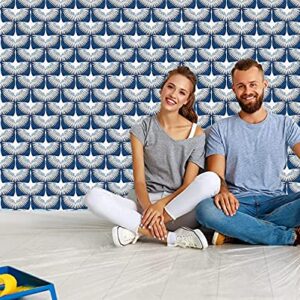 MOENMOAI Denim Blue Wallpaper Removable Self Adhesive Peel and Stick Wallpaper Contact Paper Waterproof Wallpaper for Cabinet Shelf Liner Wall Countertop Furniture Shelf Paper 17.71" x 196" DIY Decor