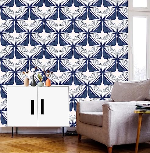 MOENMOAI Denim Blue Wallpaper Removable Self Adhesive Peel and Stick Wallpaper Contact Paper Waterproof Wallpaper for Cabinet Shelf Liner Wall Countertop Furniture Shelf Paper 17.71" x 196" DIY Decor