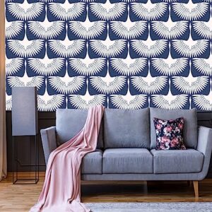 MOENMOAI Denim Blue Wallpaper Removable Self Adhesive Peel and Stick Wallpaper Contact Paper Waterproof Wallpaper for Cabinet Shelf Liner Wall Countertop Furniture Shelf Paper 17.71" x 196" DIY Decor