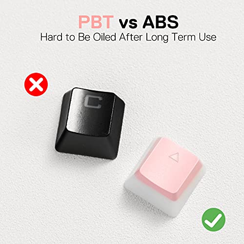 Redragon A130 Pink Pudding Keycaps, 104 Keys Standard Doubleshot PBT Keycap Set w/Translucent Layer for Mechanical Keyboard, OEM Profile, English (US) ANSI Layout