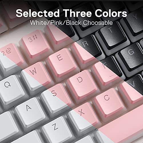 Redragon A130 Pink Pudding Keycaps, 104 Keys Standard Doubleshot PBT Keycap Set w/Translucent Layer for Mechanical Keyboard, OEM Profile, English (US) ANSI Layout