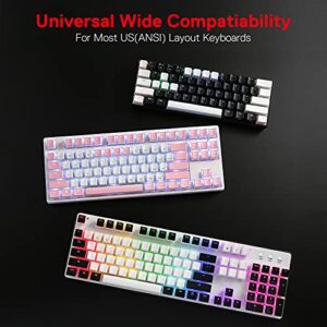 Redragon A130 Pink Pudding Keycaps, 104 Keys Standard Doubleshot PBT Keycap Set w/Translucent Layer for Mechanical Keyboard, OEM Profile, English (US) ANSI Layout