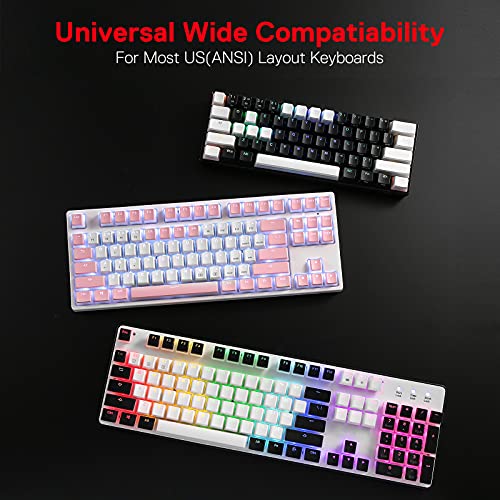 Redragon A130 Pink Pudding Keycaps, 104 Keys Standard Doubleshot PBT Keycap Set w/Translucent Layer for Mechanical Keyboard, OEM Profile, English (US) ANSI Layout