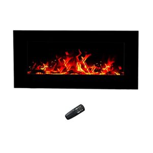 jarka&co 34 inch wall mounted electric fireplace, freestanding or hanging portable room heater with remote