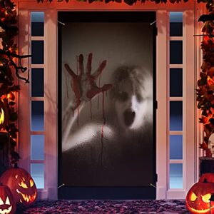 halloween theme backdrop door banner bloody devil hand happy halloween horror theme party decoration supplies for kids men black