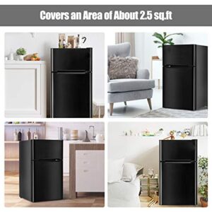 KOTEK Mini Fridge with Freezer, 3.2 Cu.Ft Compact Refrigerator with Reversible 2 Doors, 7 Level Adjustable Thermostat & Removable Shelves, Small Refrigerator for Bedroom/Office/Dorm/Apartment (Black)