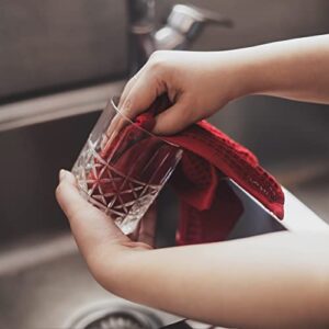 ORMYSA 100% Cotton Red Waffle Weave Dish Cloths for Washing Dishes - Pack of 8, 12"x12" Dishcloths for Kitchen, Fast-Absorbing, Quick-Dry, Super Soft Dish Rags